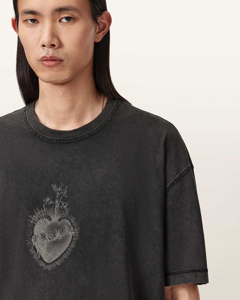 Sabbath Boxy Graphic T-Shirt Washed Black | ALLSAINTS